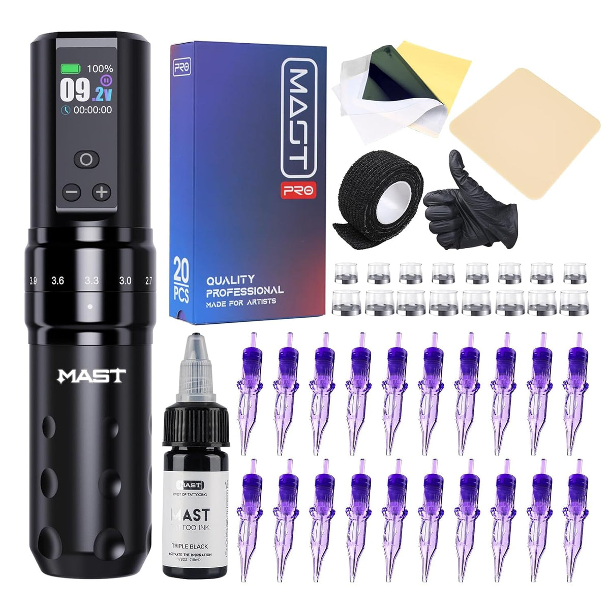 Mast Tattoo Gun Kit, Fold2 Pro Wireless Rotary Tattoo Pen Machine, Mco ...