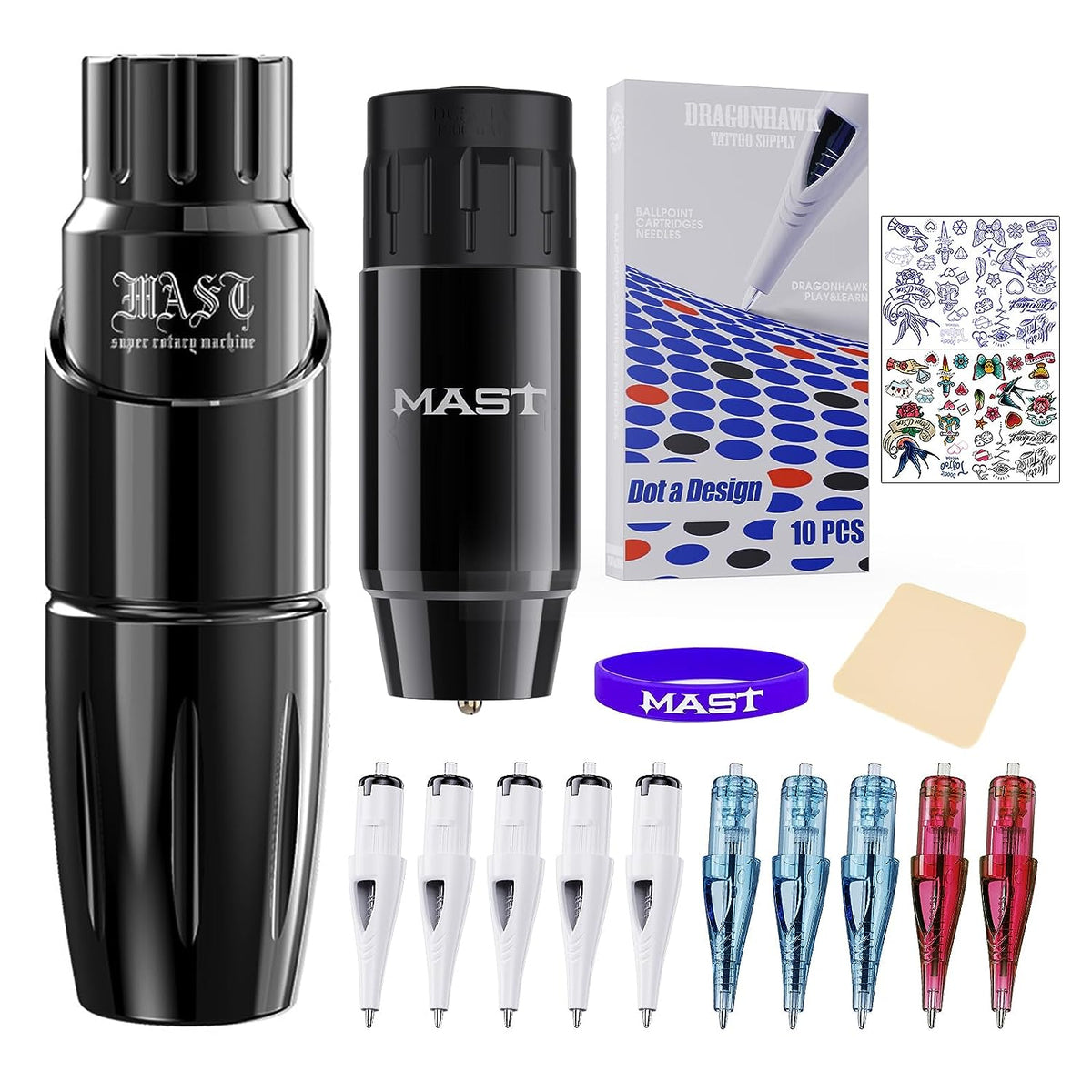 Mast Tour Practice Tattoo Kit Wireless Tattoo Pen Machine Gun Kit for ...
