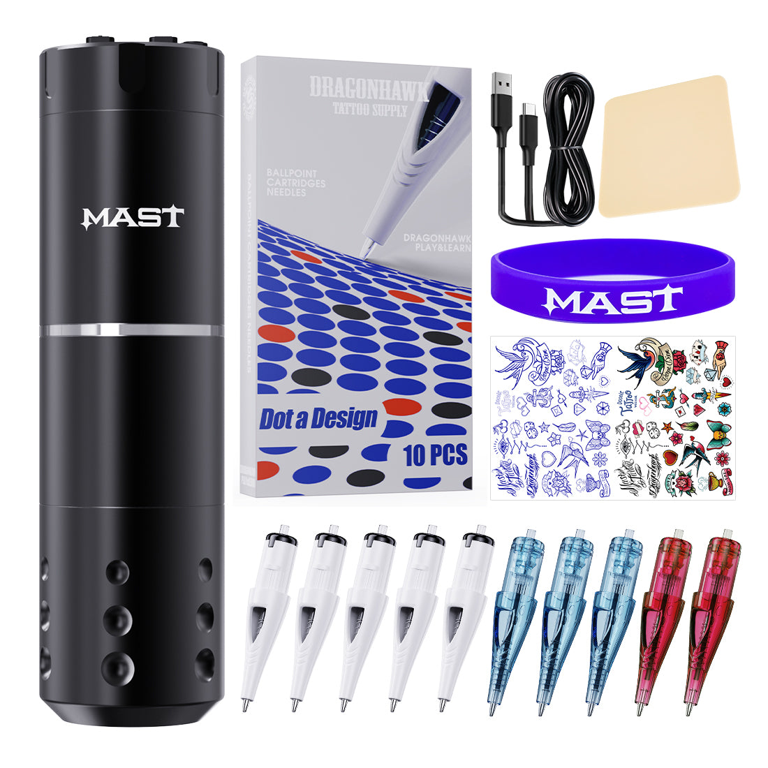 Dragonhawk Mast A1 Wireless Tattoo Pen Machine with 3.5MM Stroke Tatto ...