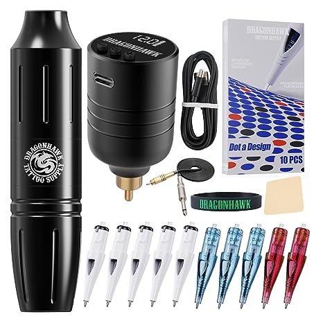 Dragonhawk S11 Tattoo Pen Machine B2 Wireless Battery Kit Ballpoint Ca ...