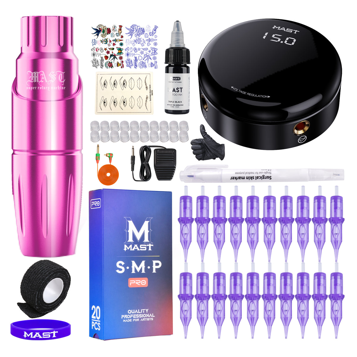 Mast Tour Tattoo Machine Kit Rotary Tour Pen Halo Power Supply Pro Car ...
